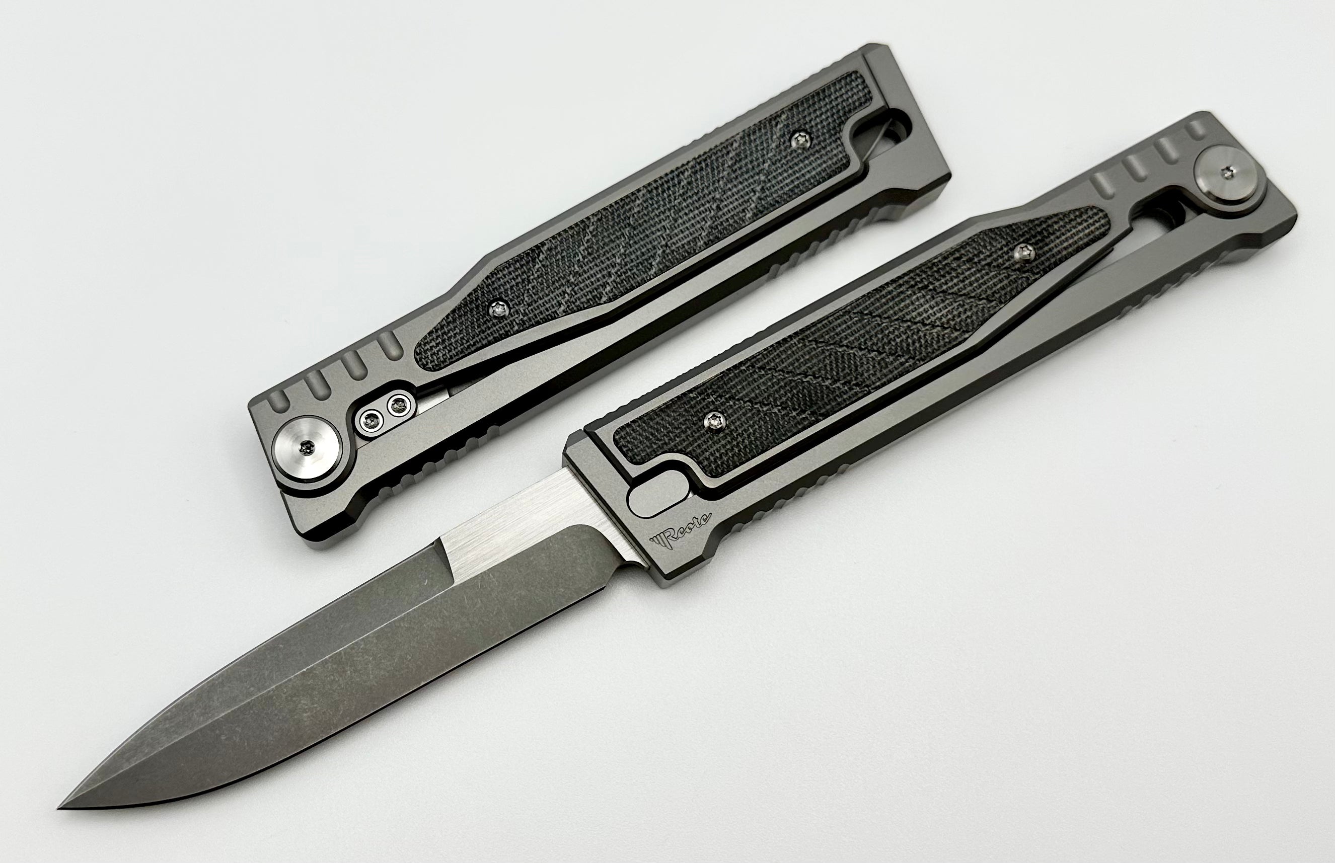 Reate EXO Exoskeleton Design Titanium/Black Micarta & CPM-3V Double Ed