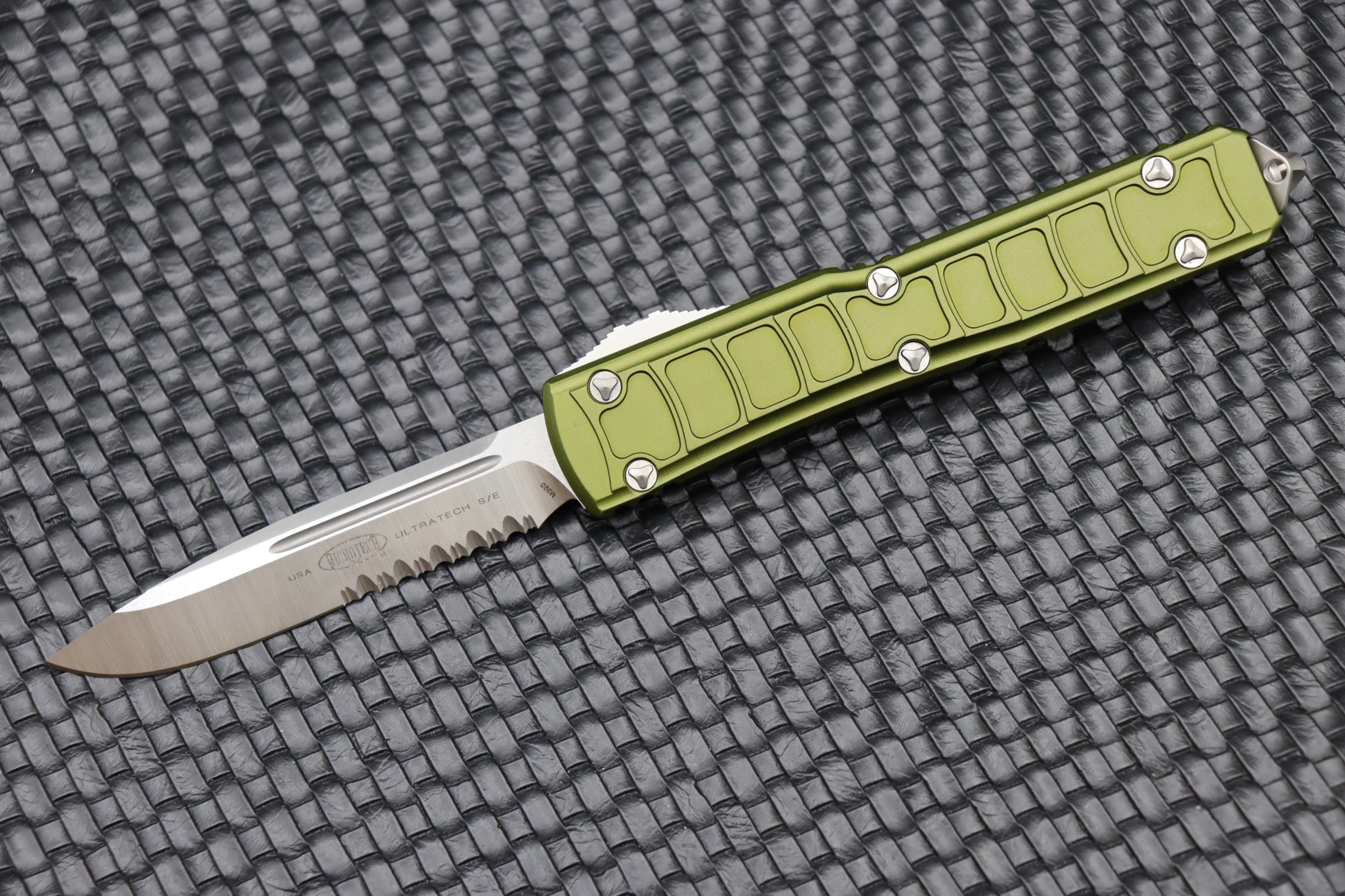 Microtech Ultratech 2 Step Side Single Edge Partial Serrated Satin & O