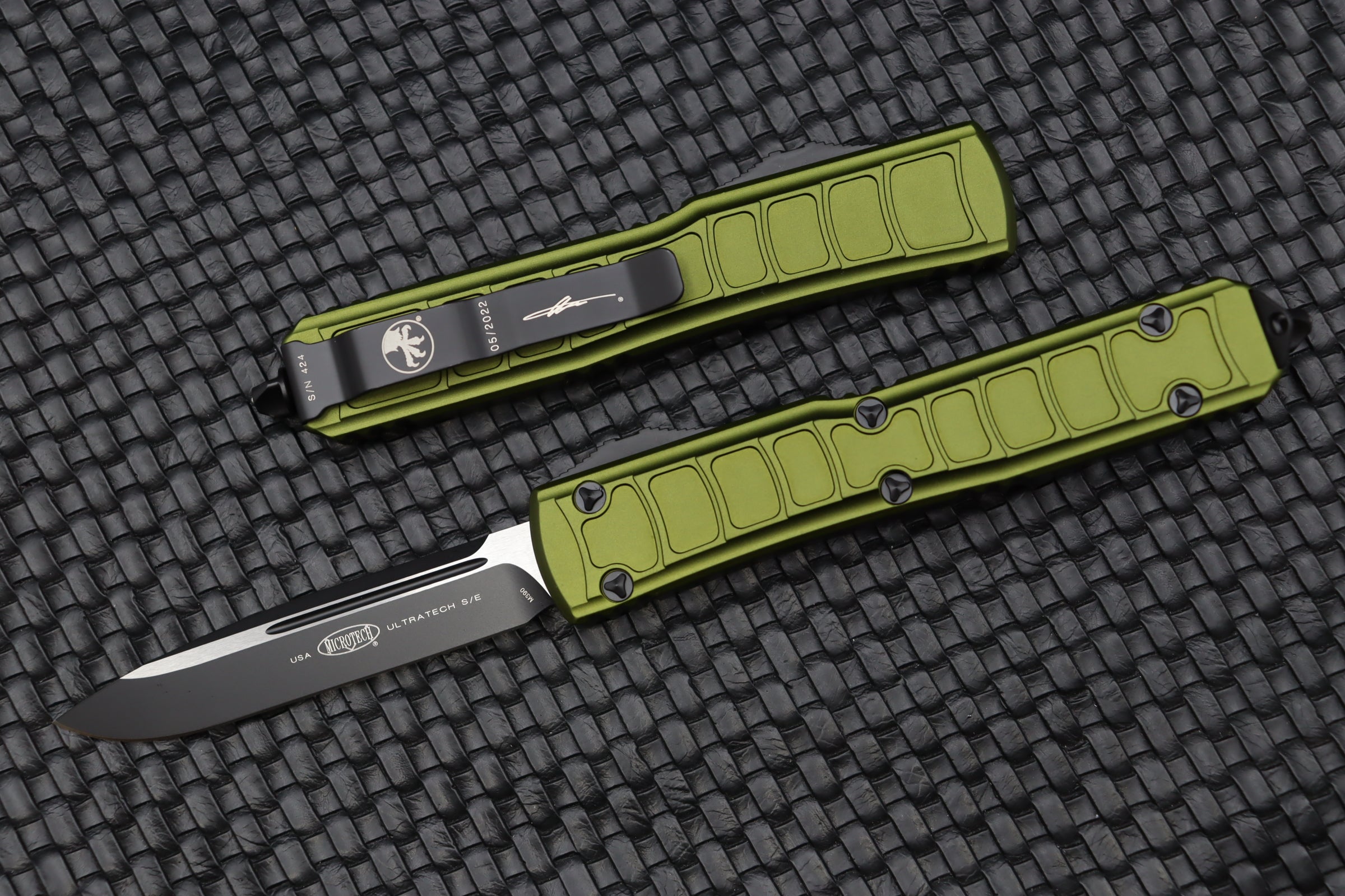 Microtech Ultratech 2 Step Side Single Edge & OD Green Signature Serie